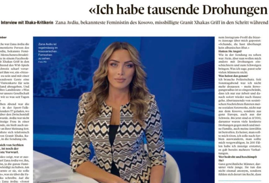Zana Avdiu për gazetën zvicerane: "Pas kërcënimeve që mora, jam nën ...